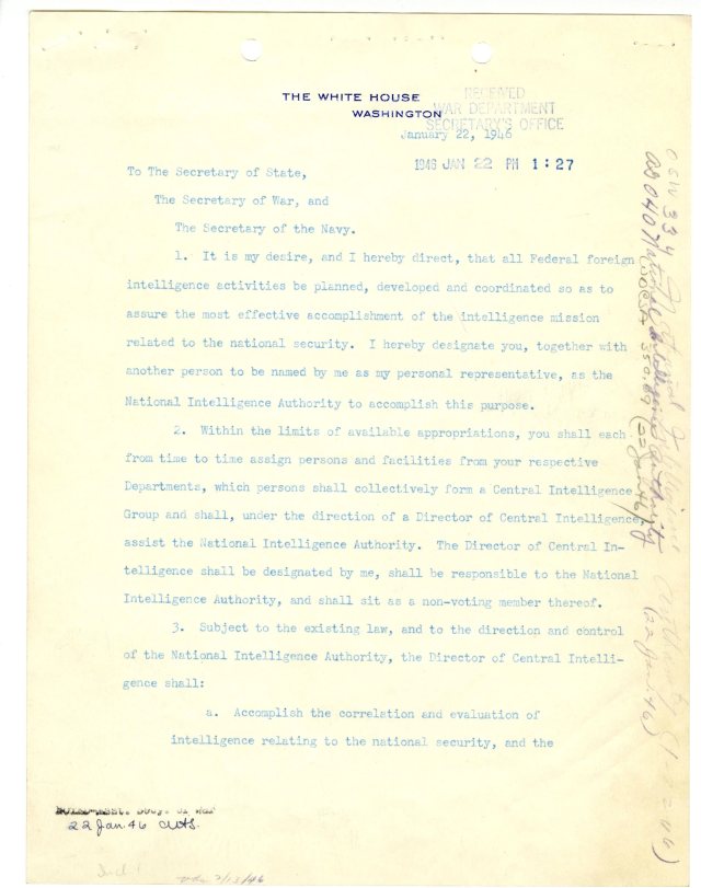 75 Years Ago — President Truman Creates the Central Intelligence Group ...